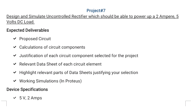 Solved Project#7 Design and Simulate Uncontrolled Rectifier | Chegg.com