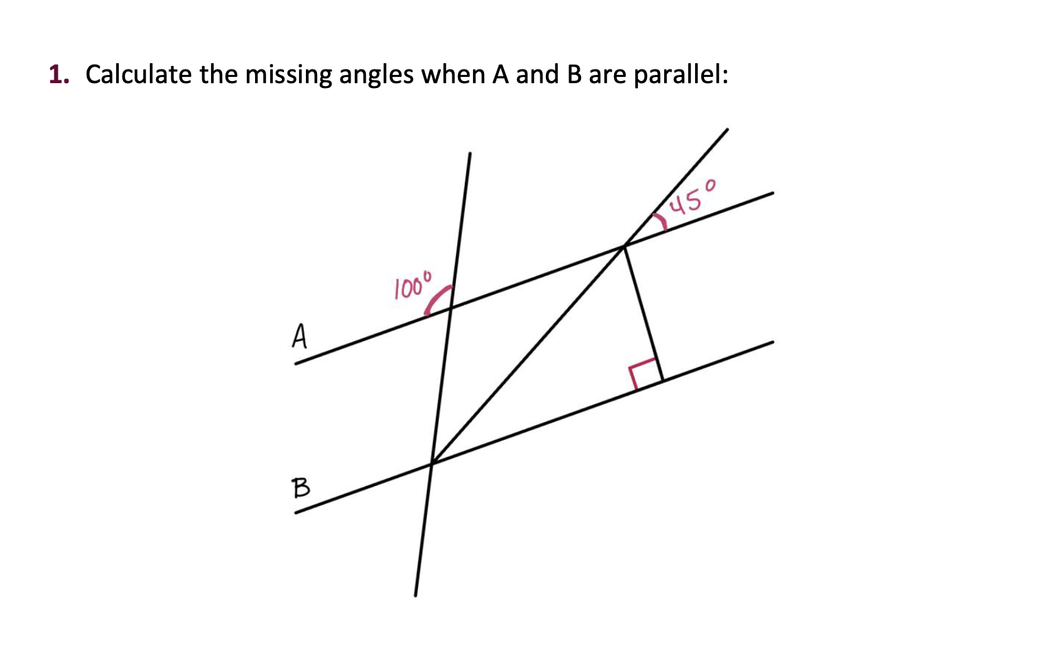 Calculate the missing angles when A and B ﻿are | Chegg.com