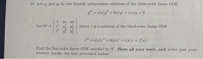 Solved Let y1 and y2 be two linearly independent solutions | Chegg.com
