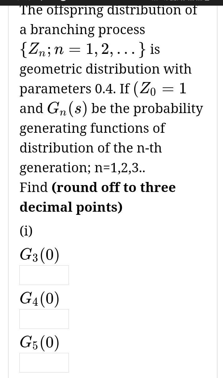 Solved The offspring distribution of a branching process | Chegg.com