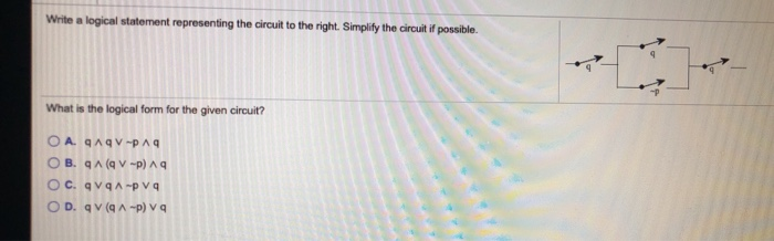 Solved Write a logical statement representing the circuit to | Chegg.com