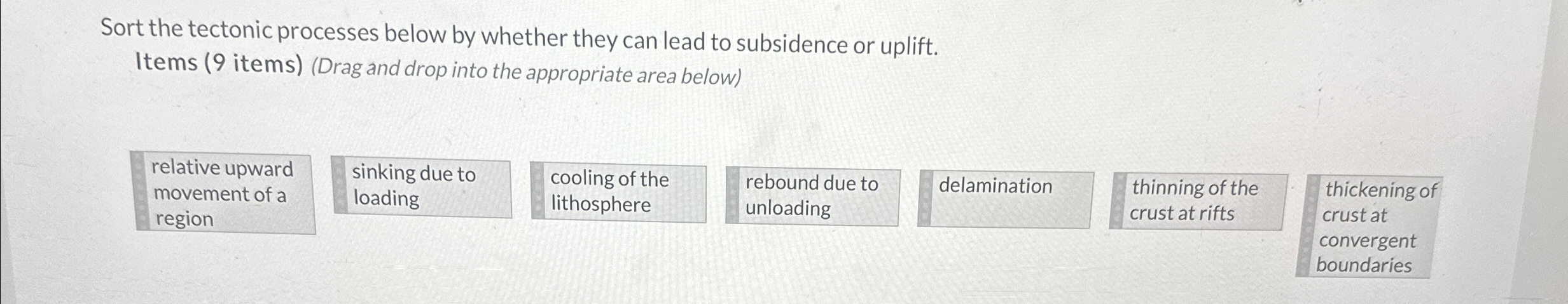 Solved Sort the tectonic processes below by whether they can | Chegg.com