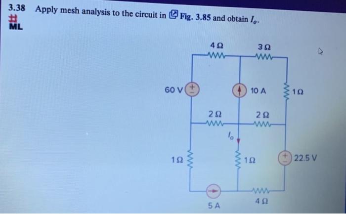 Solved 3.38 Apply mesh analysis to the circuit in ్ Fig. | Chegg.com