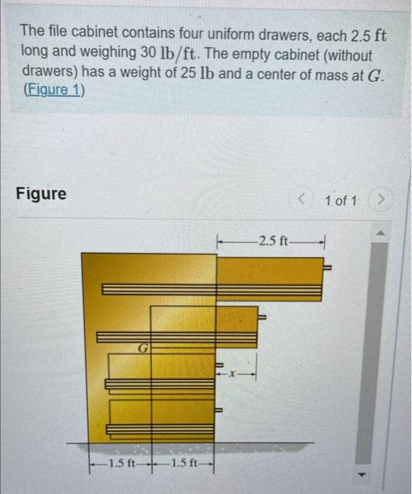 Solved The file cabinet contains four uniform drawers, each | Chegg.com