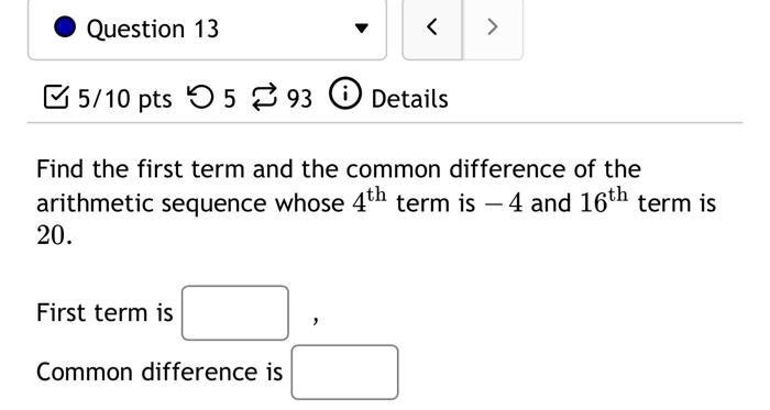 Solved Find the first term and the common difference of the | Chegg.com
