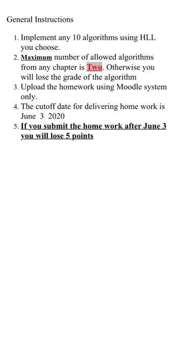Solved General Instructions 1. Implement any 10 algorithms | Chegg.com