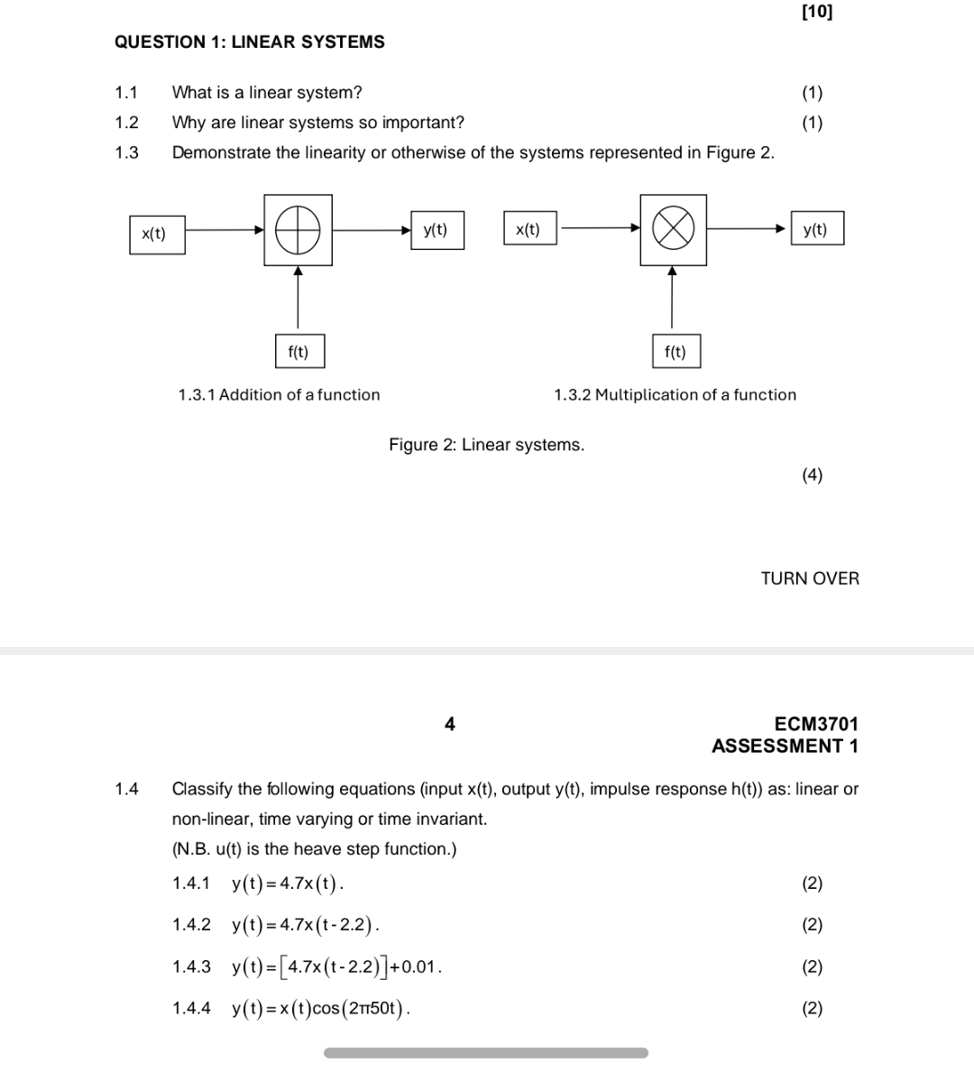 [10]QUESTION 1: LINEAR SYSTEMS1.1 ﻿What is a linear | Chegg.com