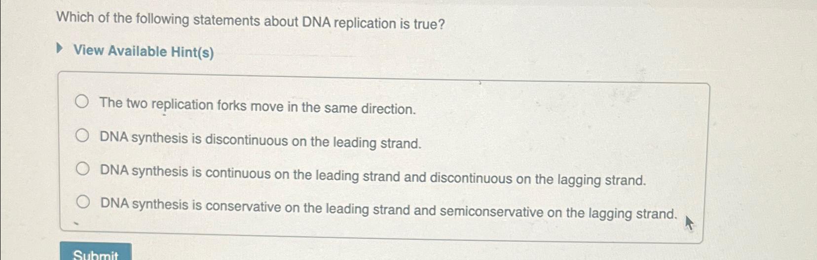 Solved Which of the following statements about DNA | Chegg.com