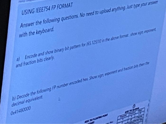Solved USING IEEE754 FP FORMAT Answer the following | Chegg.com