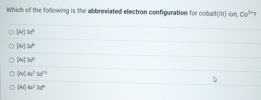 Solved Which Of The Following Is The Abbreviated Electron