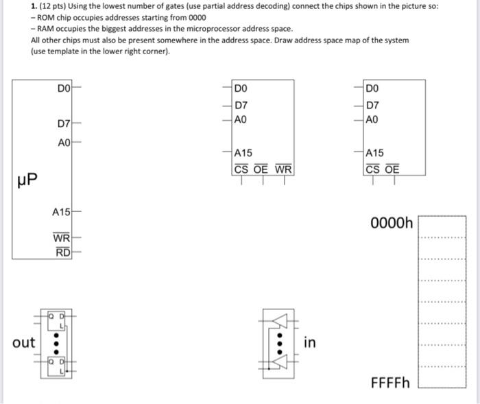 Solved 1. (12 pts) Using the lowest number of gates (use | Chegg.com