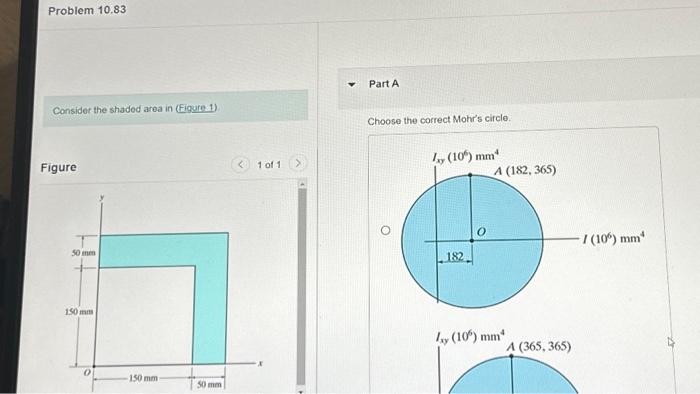 Problem 10.83 Consider the shaded area in (Figure 1). | Chegg.com