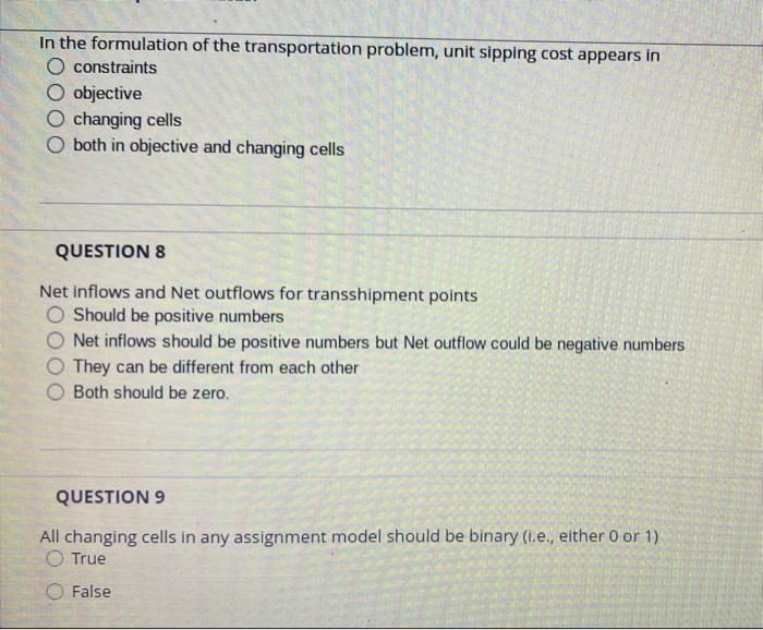 Solved In the formulation of the transportation problem, | Chegg.com