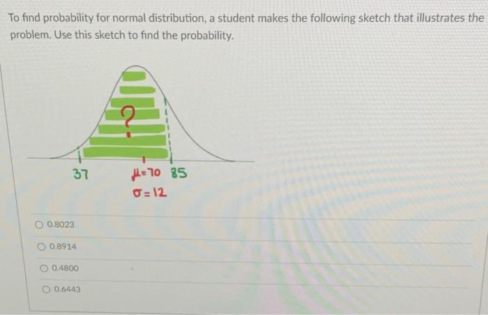 Solved To find probability for normal distribution, a | Chegg.com