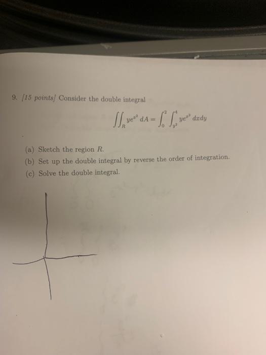 Solved 9. [15 points/ Consider the double integral | Chegg.com