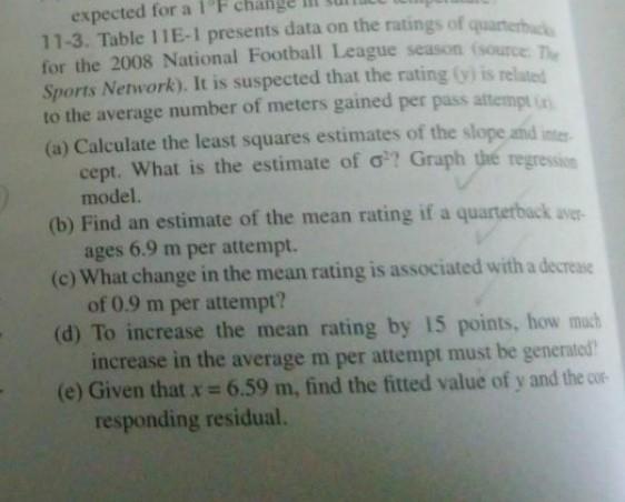 Solved expected for a 1 F 11-3. Table 11E-1 presents data on | Chegg.com