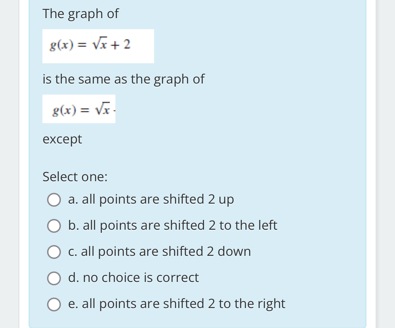 Solved The graph of is the same as the graph | Chegg.com