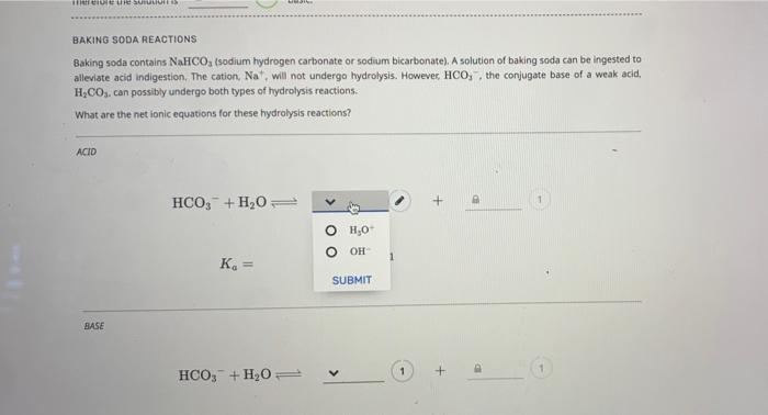 Solved BAKING SODA REACTIONS Baking soda contains NaHCO3 | Chegg.com