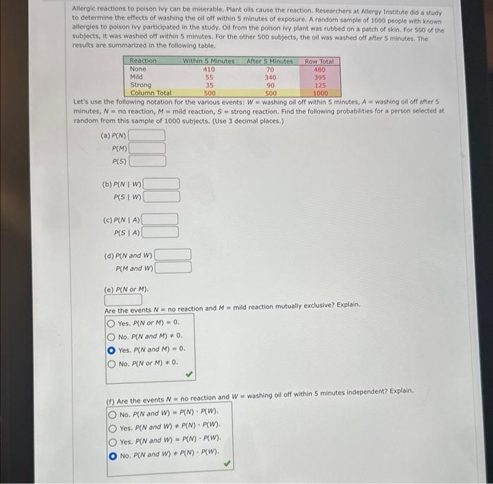 Solved Alergic reactions to poison ivy can be miserable. | Chegg.com