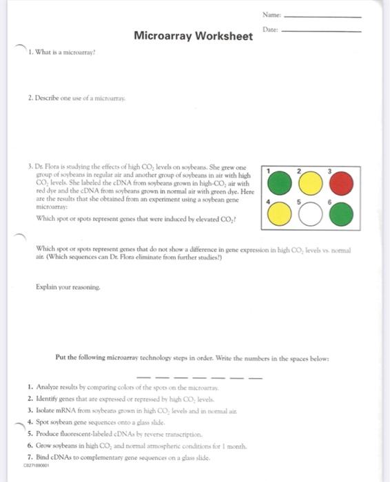 Solved Name: Date: Microarray Worksheet 1. What is a | Chegg.com