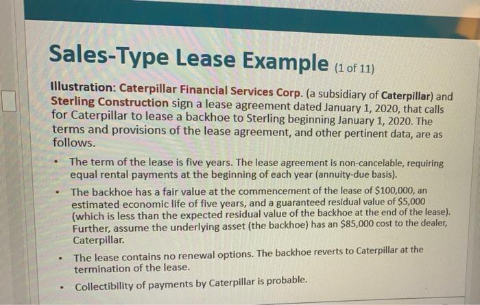 Solved Sales-Type Lease Example (10f 11) Illustration: | Chegg.com