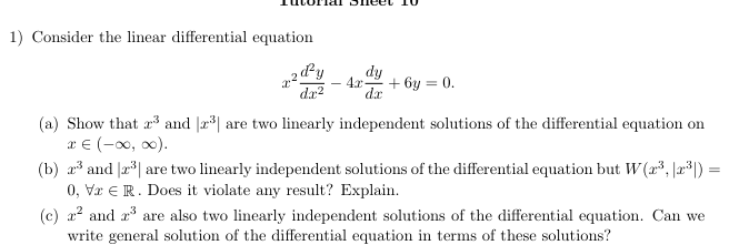 Consider the linear differential | Chegg.com