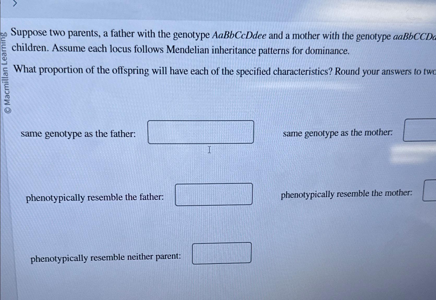 Solved Suppose two parents, a father with the genotype | Chegg.com Solved Suppose two parents, a father with the genotype | Chegg.com