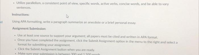 - Utilize parallelism, a consistent point of view, | Chegg.com