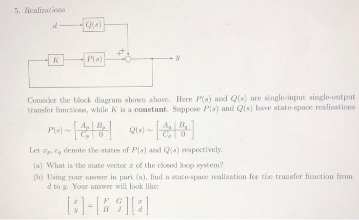 Solved 5. Realizations Consider the block diagram shown | Chegg.com