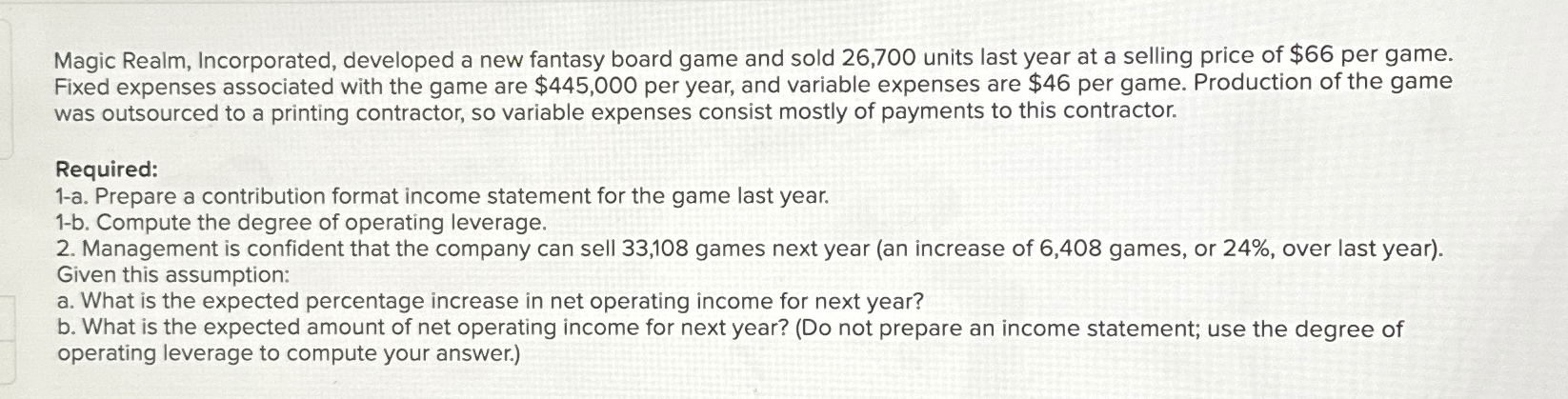 Solved Magic Realm, Incorporated, developed a new fantasy | Chegg.com