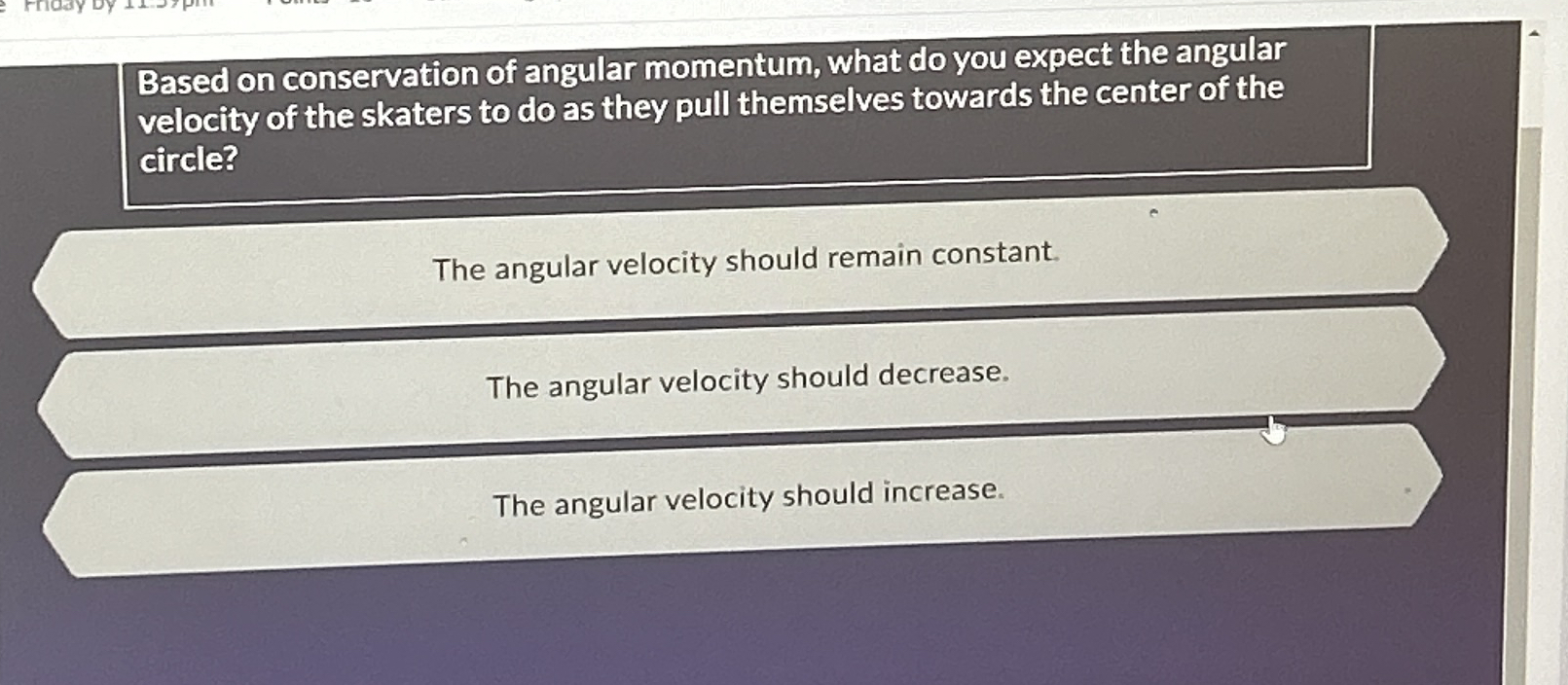 Solved Based on conservation of angular momentum, what do | Chegg.com