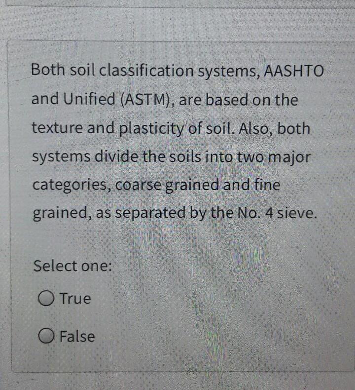 Solved Both soil classification systems, AASHTO and Unified | Chegg.com