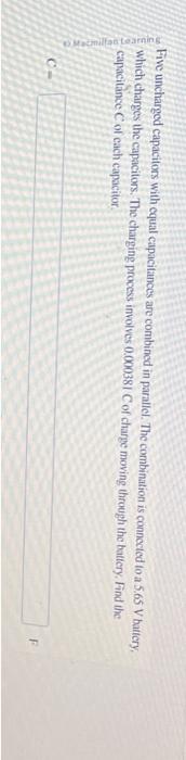 Solved Five uncharged capacitors with cqual capacitances are | Chegg.com
