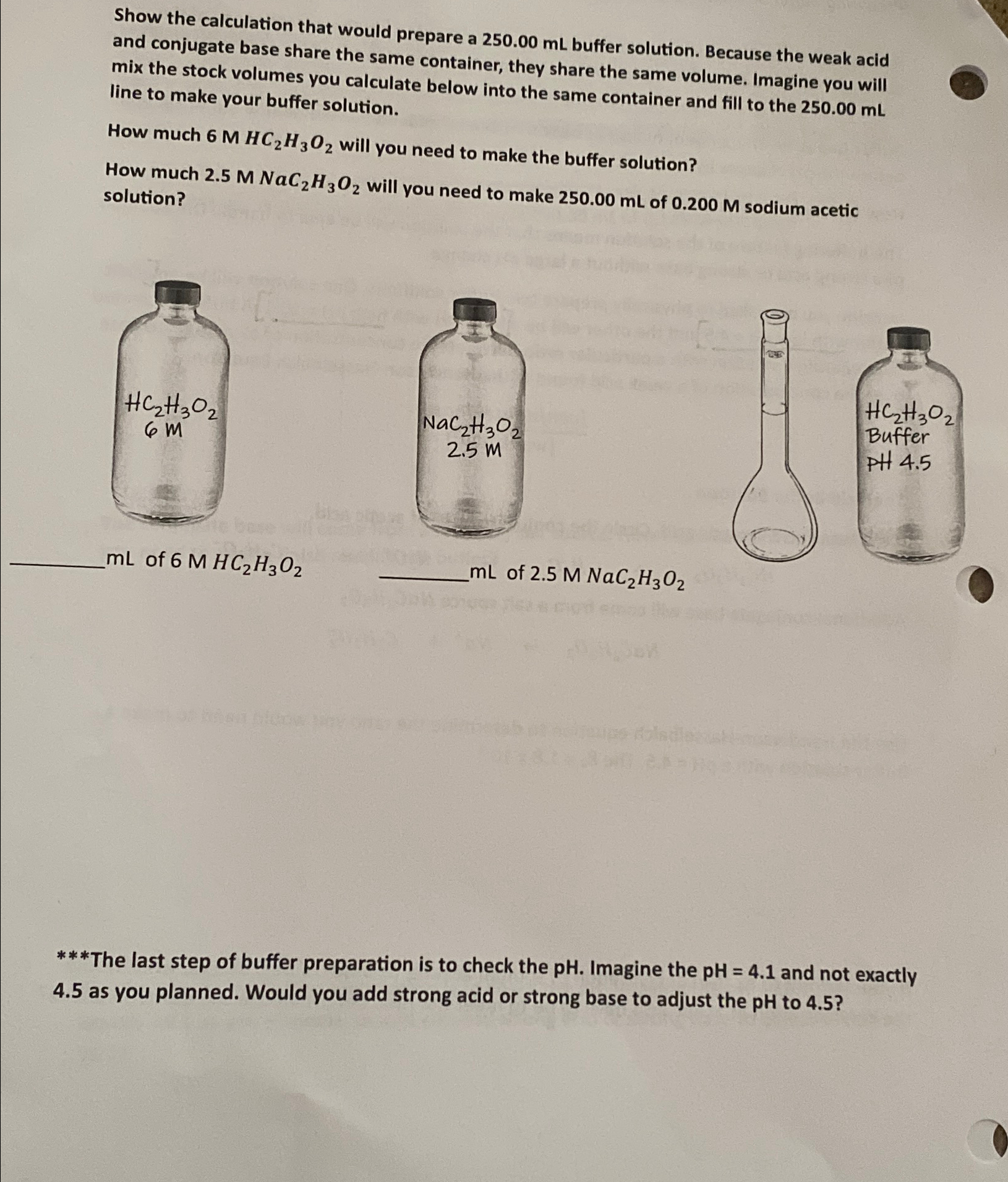 Solved Show the calculation that would prepare a 250.00mL | Chegg.com