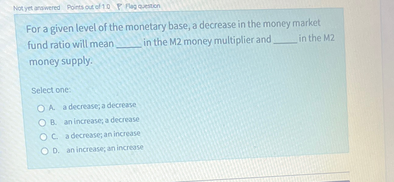 Solved Not yet answeredPoints out of 1.0Flag questionFor a | Chegg.com