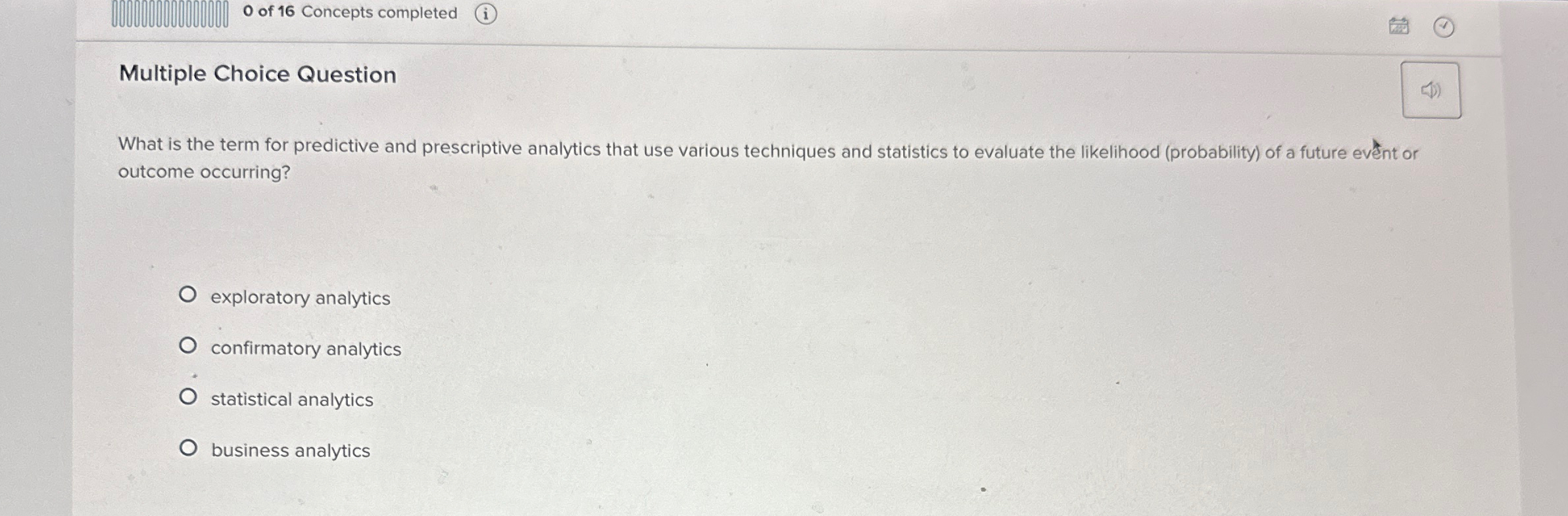Solved O of 16 ﻿Concepts completedMultiple Choice | Chegg.com