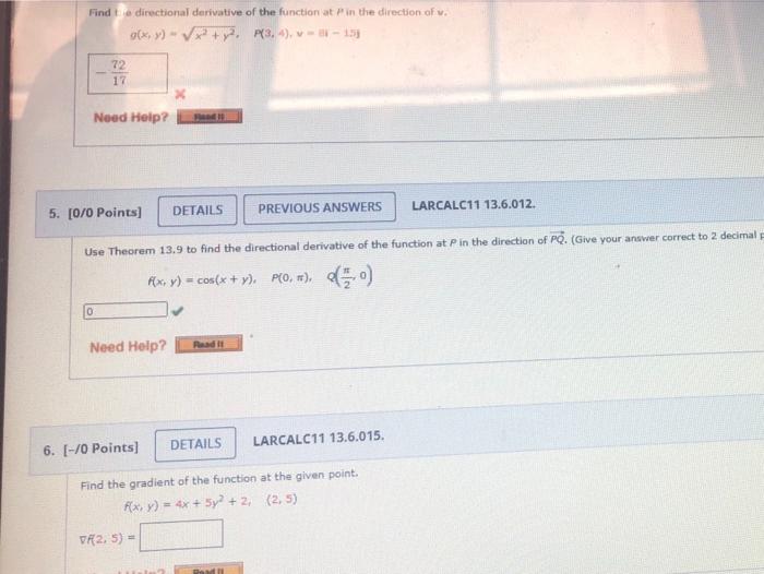 Solved Find to directional derivative of the function at Pin | Chegg.com
