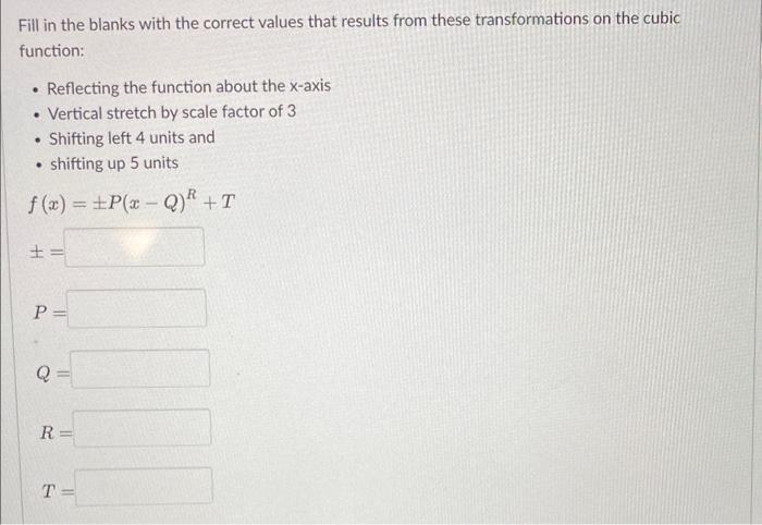 Solved Fill in the blanks with the correct values that | Chegg.com