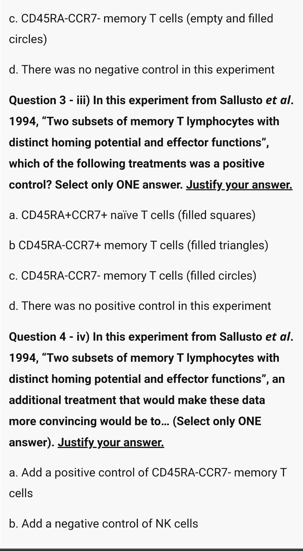 Solved c. CD45RA-CCR7- memory T cells (empty and filled | Chegg.com