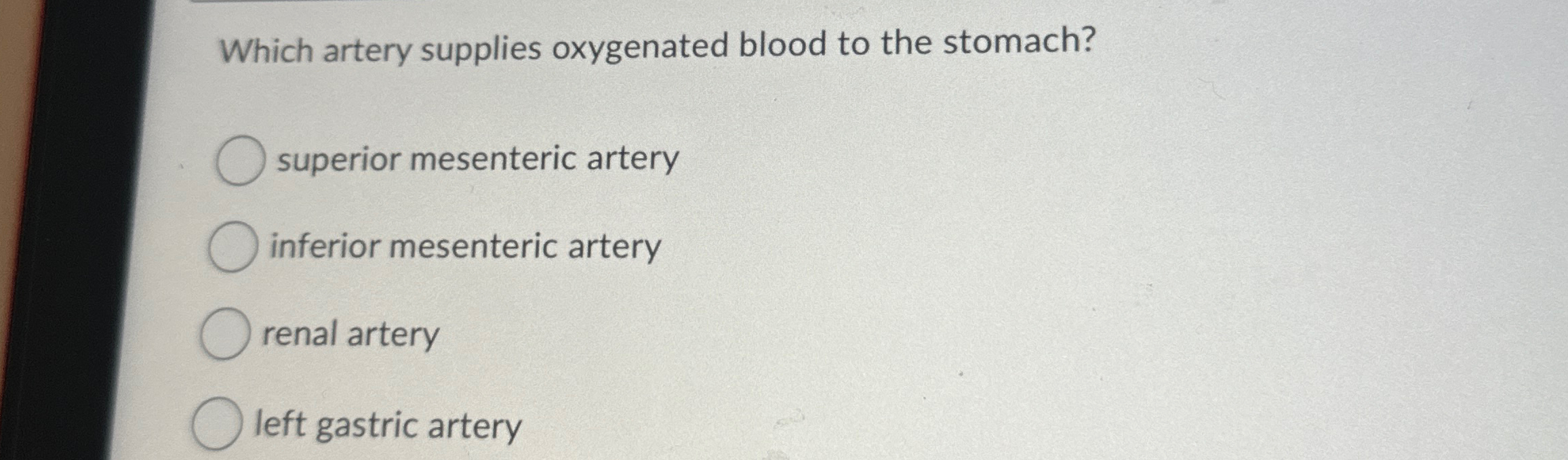 Solved Which artery supplies oxygenated blood to the | Chegg.com