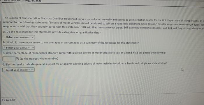 Solved The Bureau of Transportation Statistics Omnibus | Chegg.com
