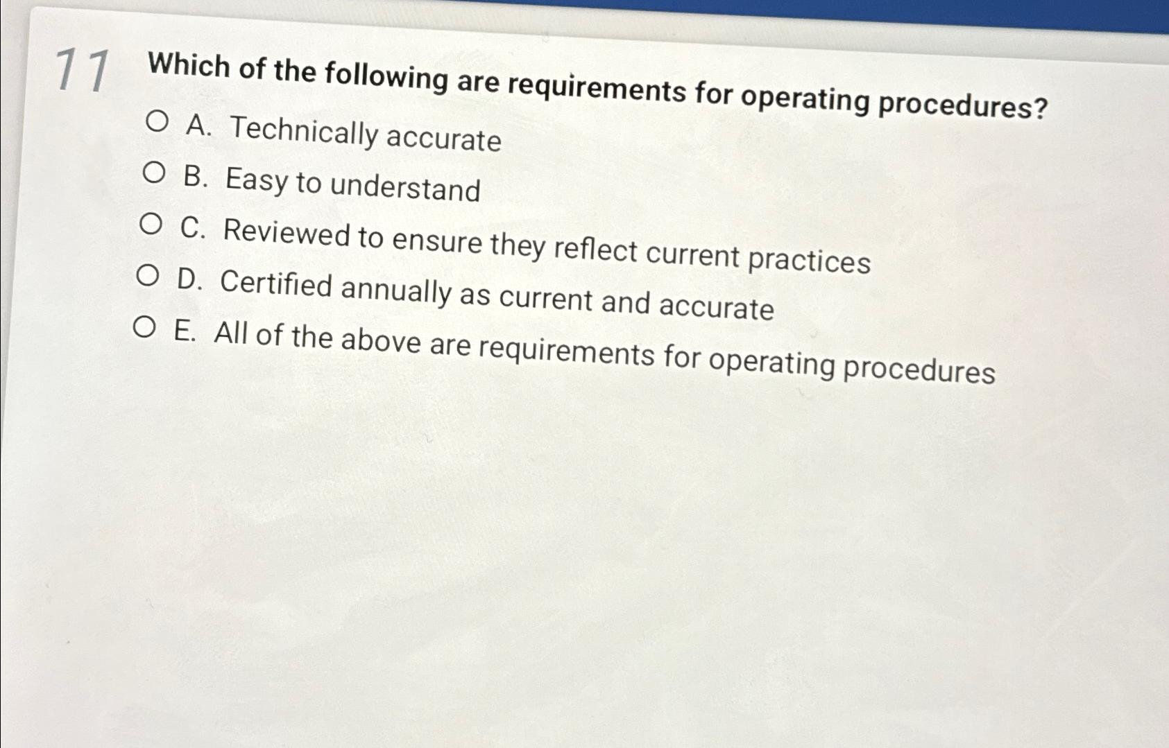 Solved 11 ﻿Which of the following are requirements for | Chegg.com