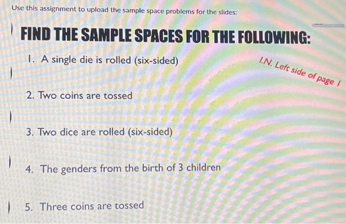 Solved Use this assignment to upload the sample space | Chegg.com
