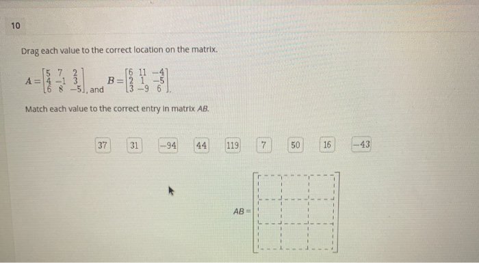 Solved 10 Drag each value to the correct location on the | Chegg.com