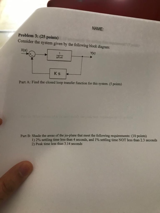 Solved NAME: Problem 3: (25 points) Consider the system | Chegg.com