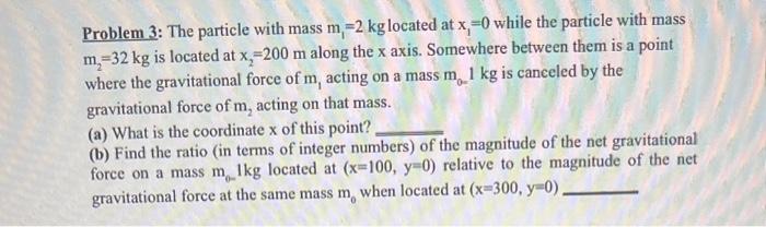 Solved Problem 3: The particle with mass m1=2 kg located at | Chegg.com