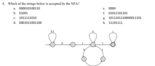 Solved 4. Which of the strings below is accepted by the NFA? | Chegg.com