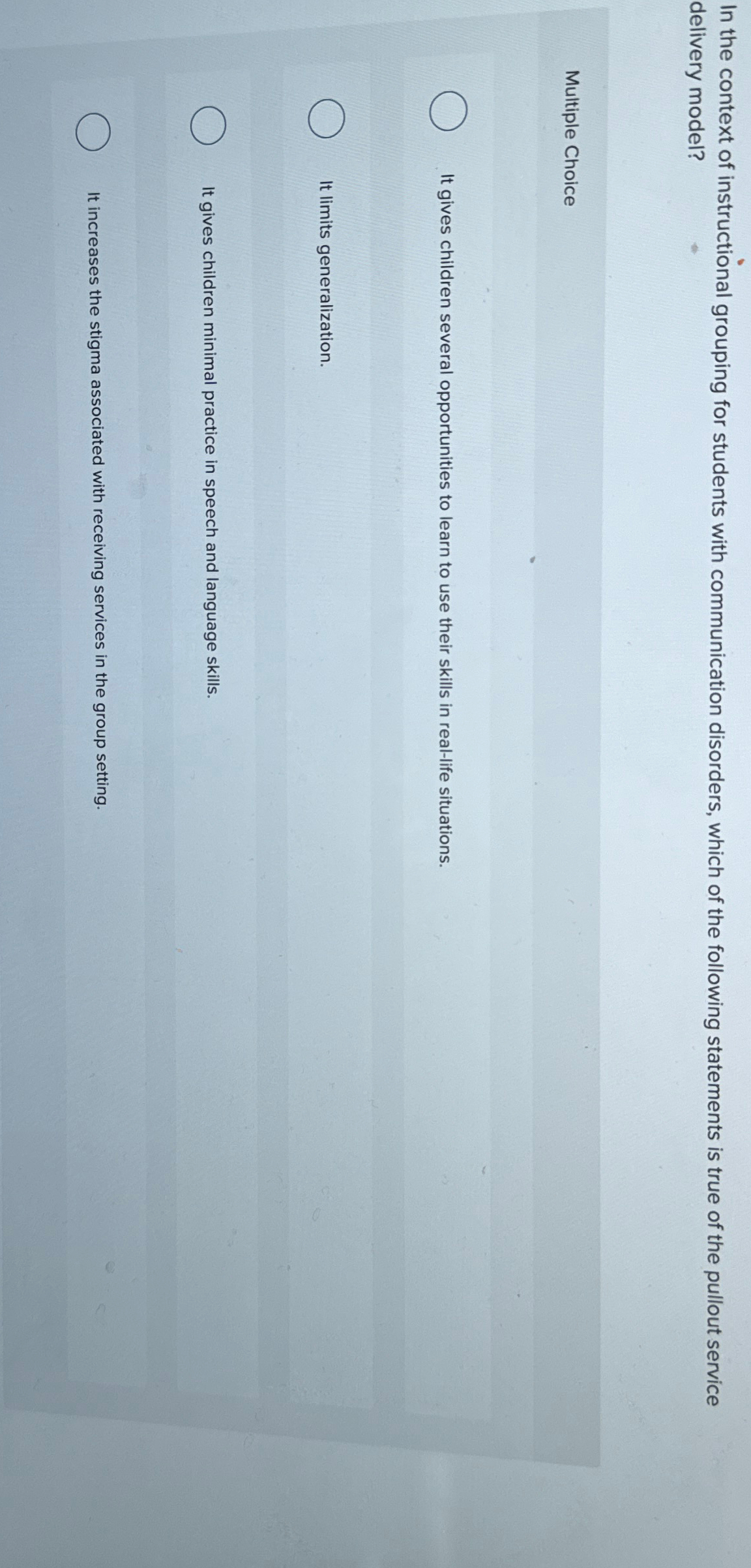 Solved In the context of instructional grouping for students | Chegg.com