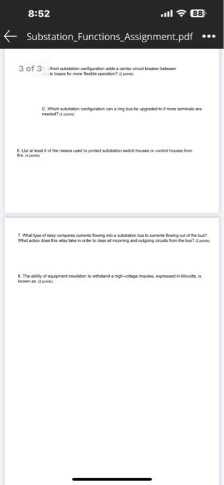 Solved Substation Functions and Types Assignment 1 of 3 | Chegg.com