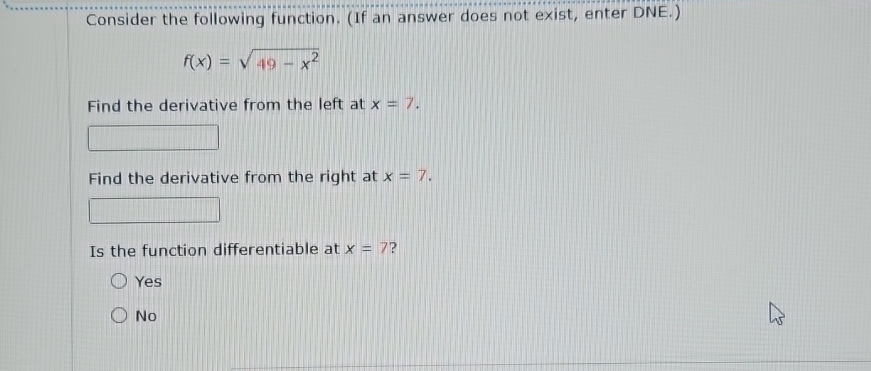 Solved Consider the following function. (If an answer does | Chegg.com
